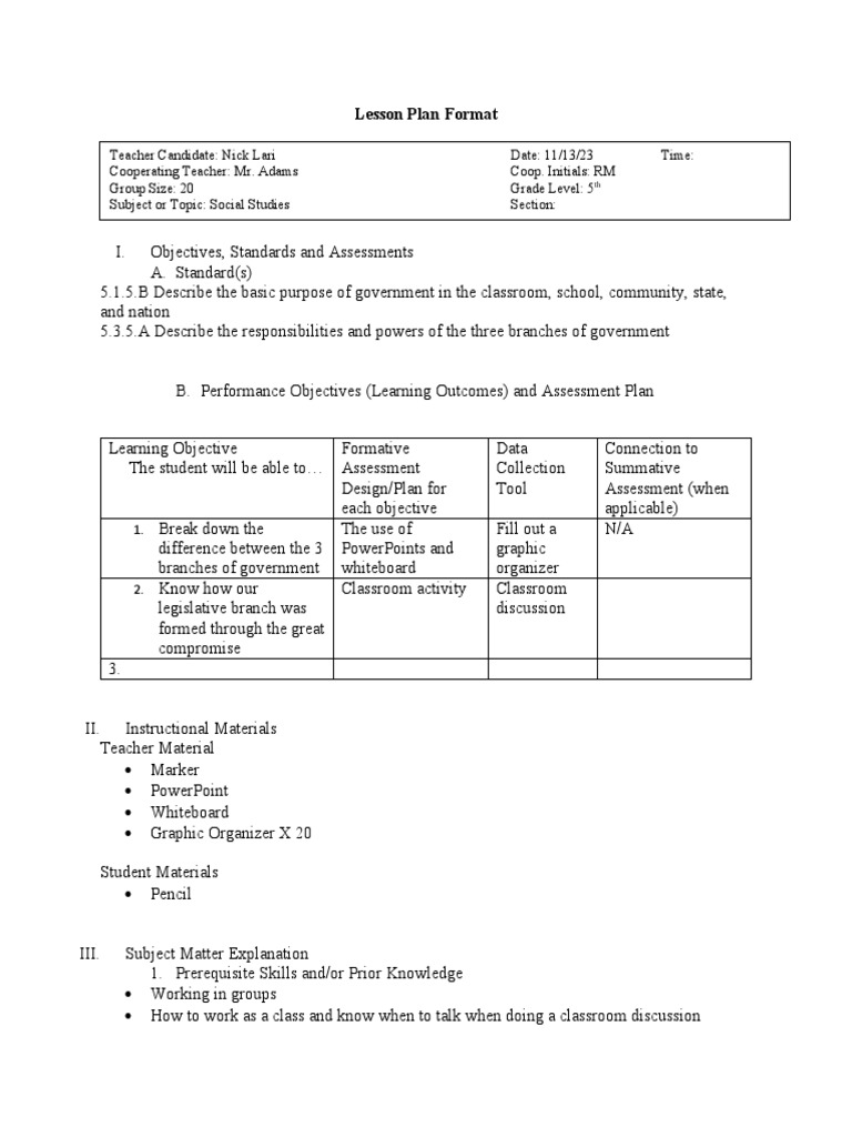 Social Studies Lesson Plan | PDF | Cognition | Learning