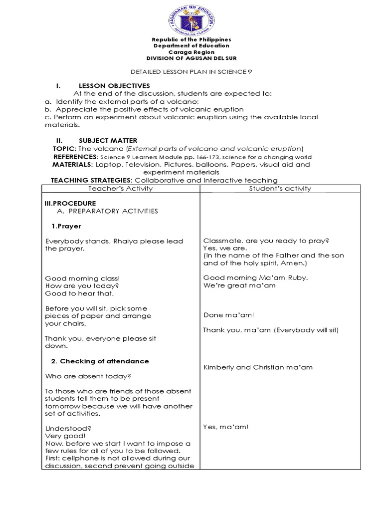 JHS Detailed Lesson Plan | Download Free PDF | Volcano | Types Of ...