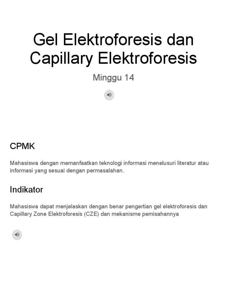 TPA Minggu 14 - Gel Elektroforesis Dan Capillary Elektroforesis | PDF