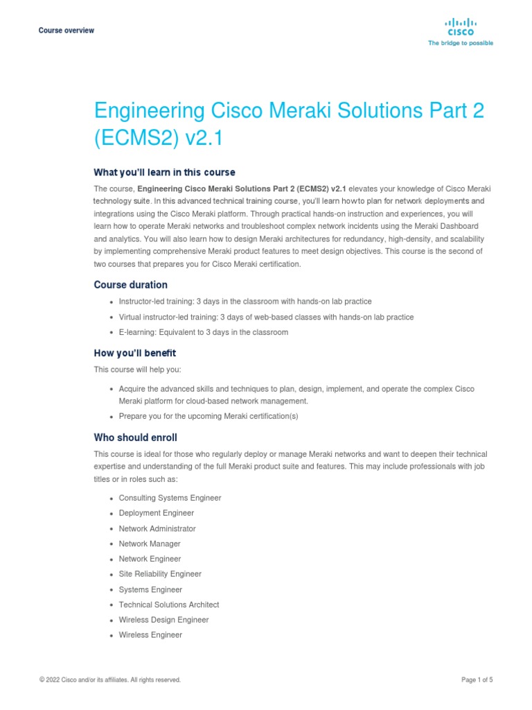 Engineering Cisco Meraki Solutions Part 2 Ecms2 | PDF | Computer Network | Virtual Private Network