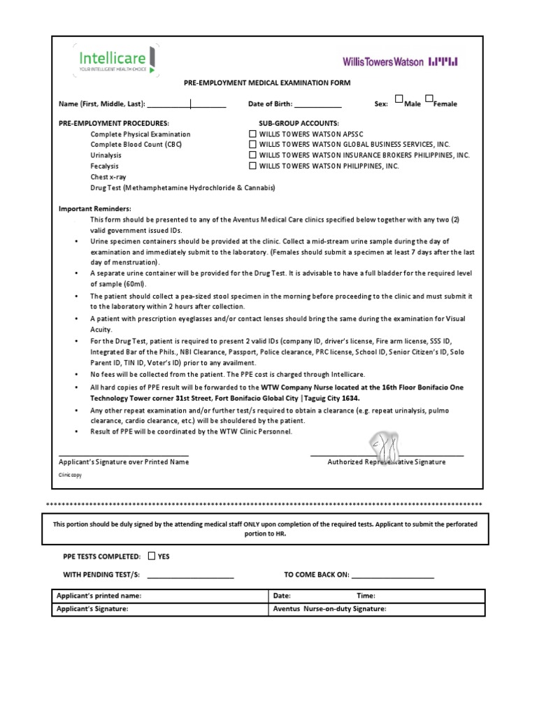 Pre-Employment Medical Examination: A Comprehensive Guide | PDF Pre-Employment Medical Examination: A Comprehensive Guide | PDF