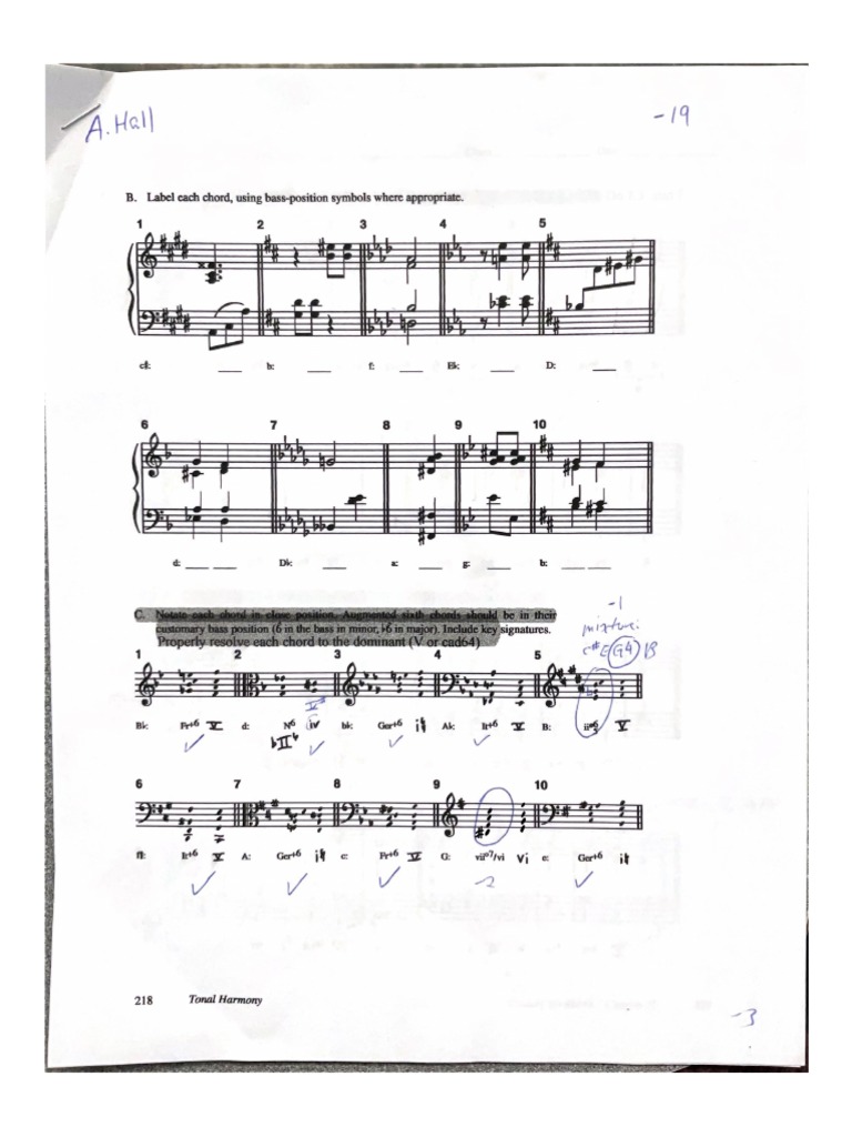 B. Label Each Chord, Using Bass-Position Symbols Where Appropriate. | PDF