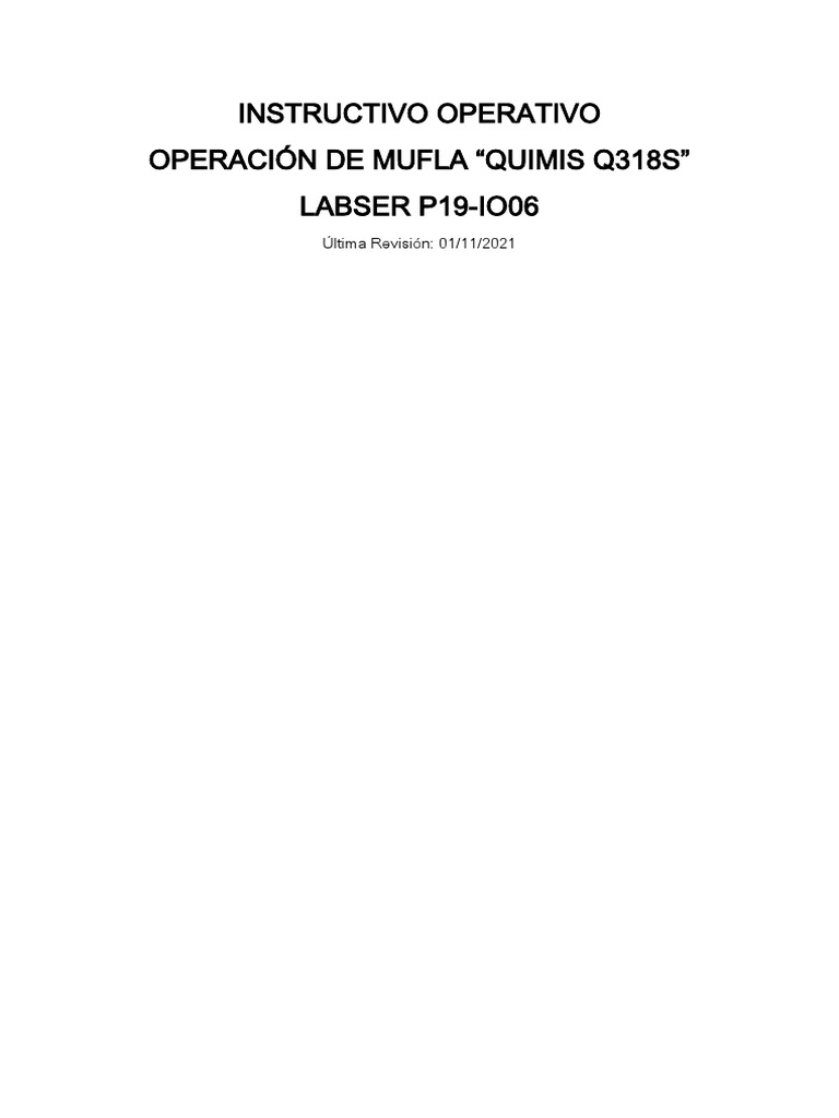 INSTRUCTIVO OPERATIVO Mufla | PDF | Ciencias fisicas | Materiales