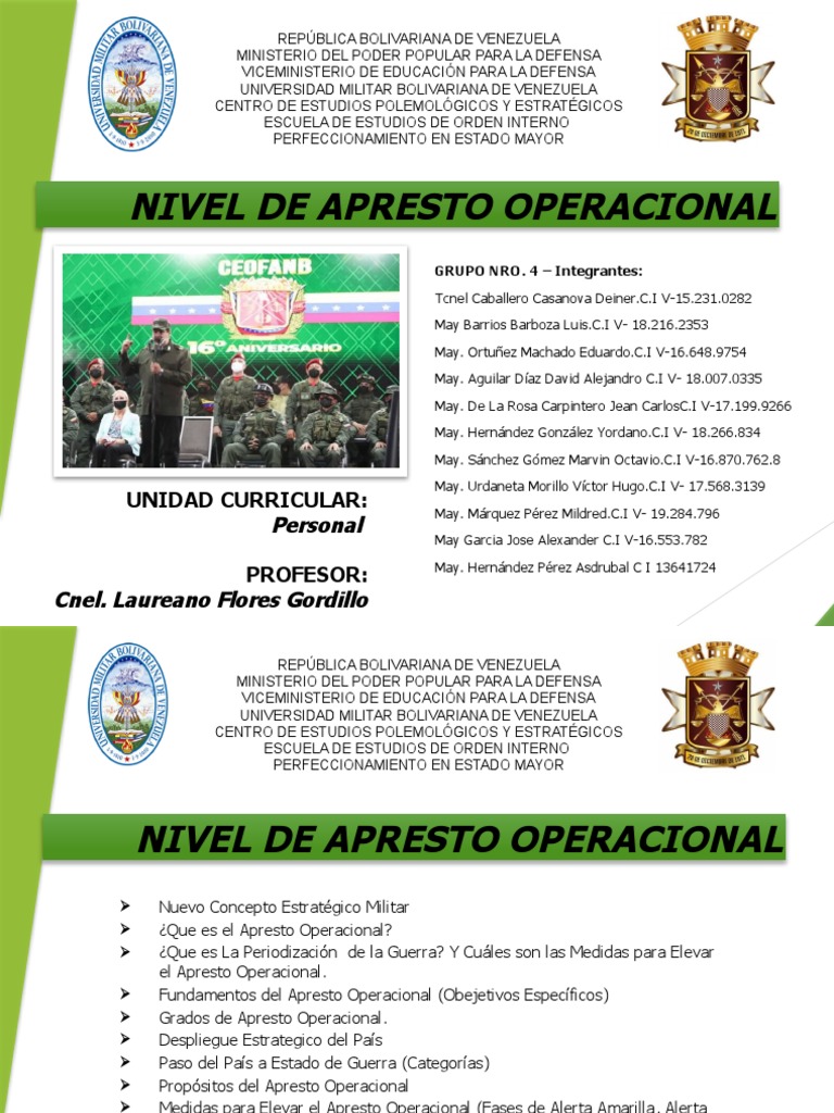 Niveles de Apresto Operacional FANB | PDF | Seguridad internacional ...