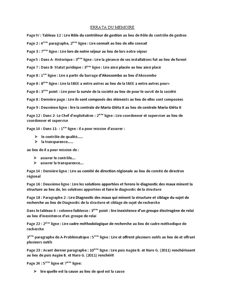 Errata Memoire | PDF