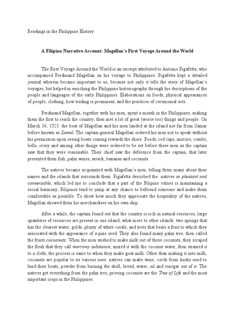A Filipino Narrative Account: Magellan's First Voyage Around The World ...