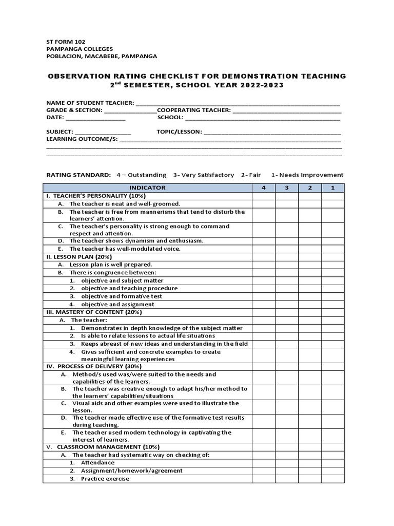 ST Form 102 | PDF | Teachers | Learning