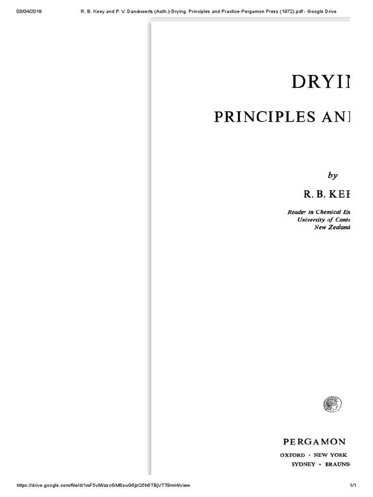 Drying. Principles and Practice-Pergamon Press | PDF