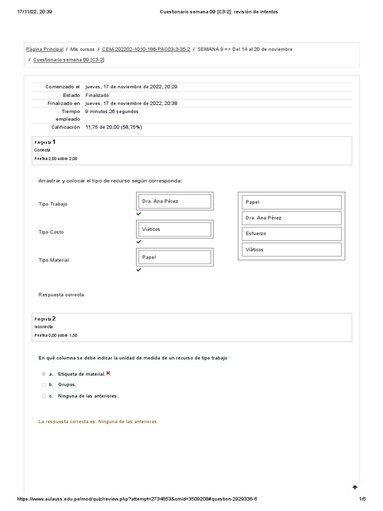 Cuestionario Semana 09 (C3-2) - Revisión de Intentos3 | PDF