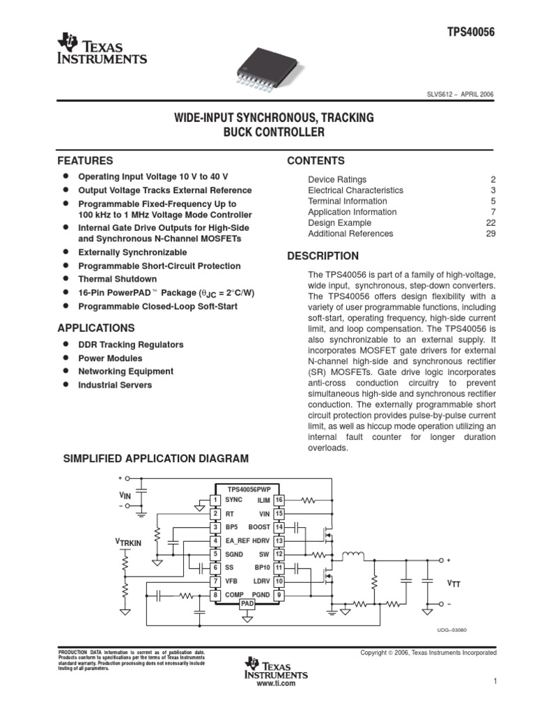 Tps 40056 | PDF | Capacitor | Mosfet