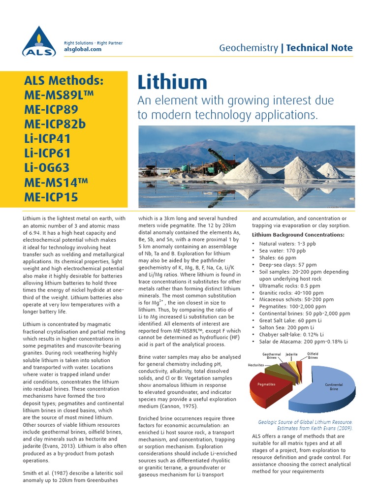 Lithium Technical Note | PDF | Lithium | Chemistry