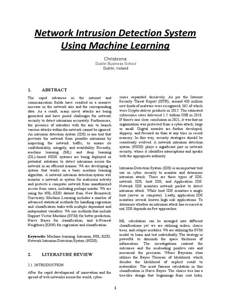 Network Intrusion Detection System | PDF | Support Vector Machine | Statistical Classification