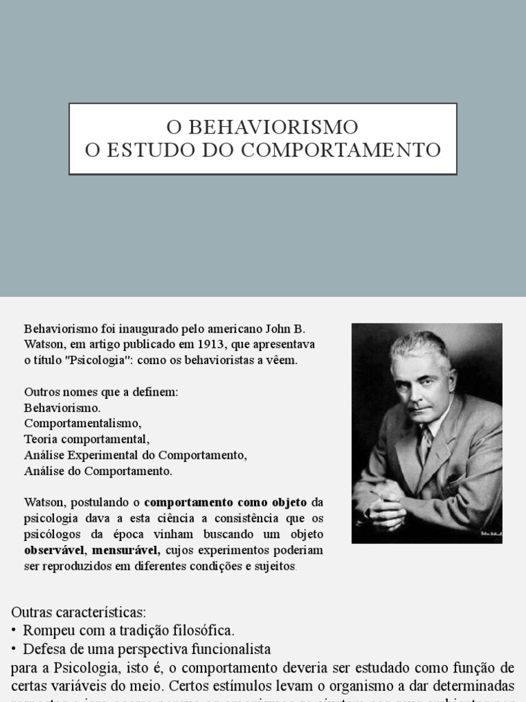 O BEHAVIORISMO | PDF | Behaviorismo | Comportamento