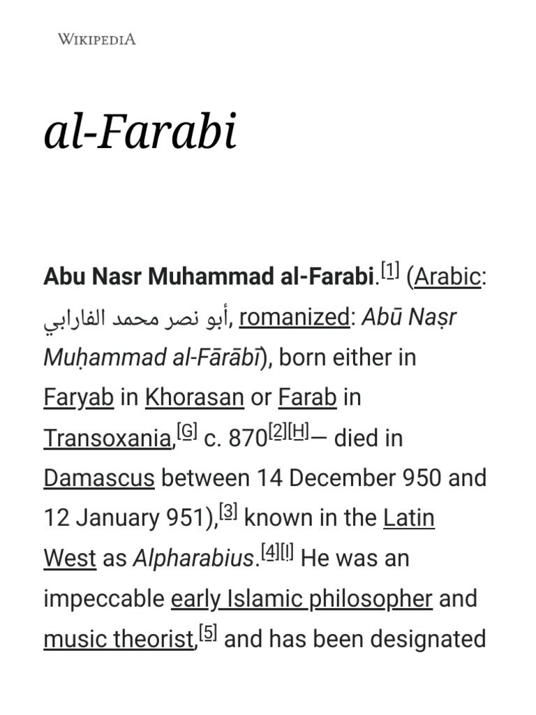 Abu Nasr Muhammad Al-Farabi | PDF | Islamic Philosophy | Metaphysics