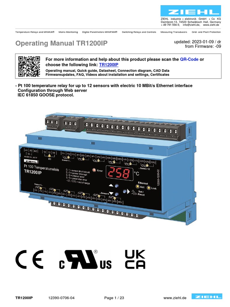 7XV5662-8AD10 Operating Manual Ziehl Tr1200IP 12390-0706-04 3 | PDF ...