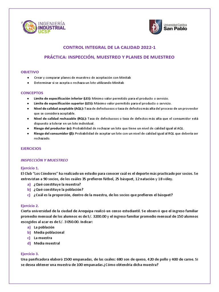 P3. Práctica Inspección, Muestreo y Planes de Muestreo | PDF | Muestreo (Estadísticas ...