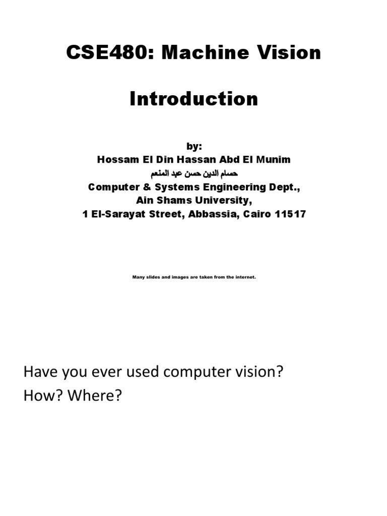 CSE480: Machine Vision | PDF | Computer Vision | Computing