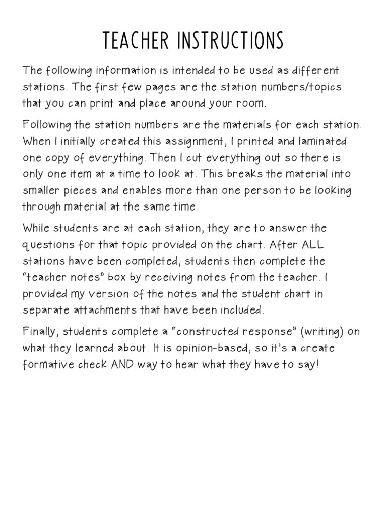 SS8H11B - SS8H11B Stations and Instructions | PDF | Student Nonviolent ...