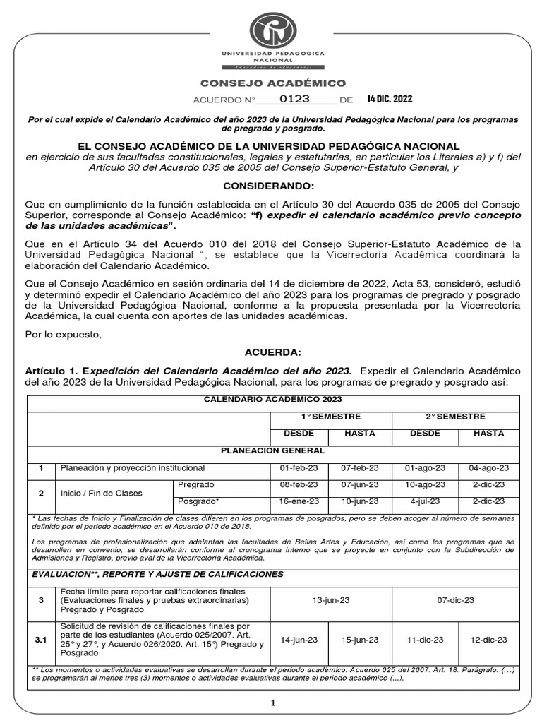 Acuerdo 123 CA Del 14 Diciembre 2022 | PDF