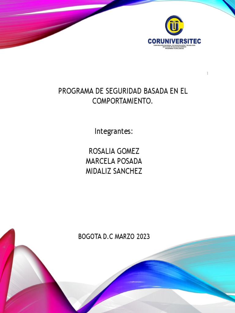 Programa de Seguridad Basada en El Comportamiento.: Bogota D.C Marzo ...
