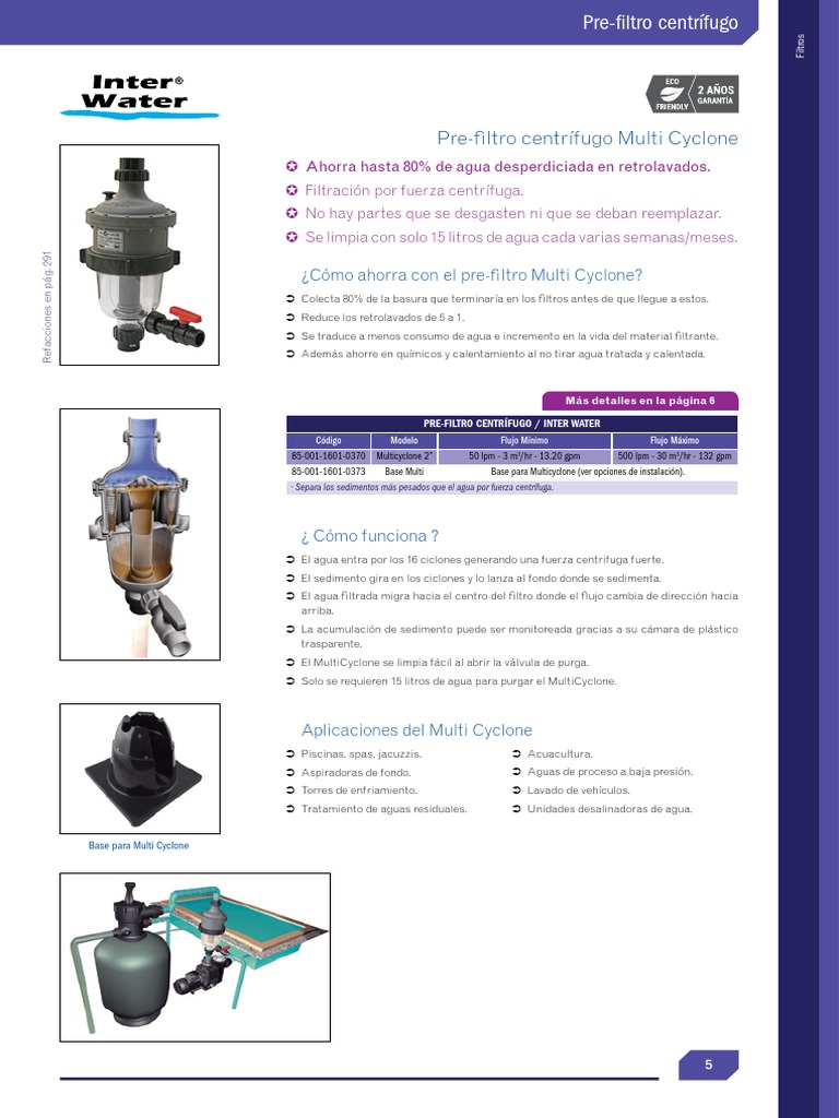 Prefiltro Multicyclone Catalogo | PDF | Agua | Filtración