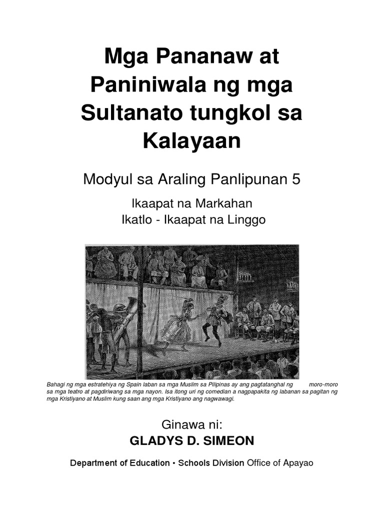 AP5 - q4 - w3-4 - Mga Pananaw at Paniniwala NG Mga Sultanato Tungkol Sa ... AP5 - q4 - w3-4 - Mga Pananaw at Paniniwala NG Mga Sultanato Tungkol Sa ...