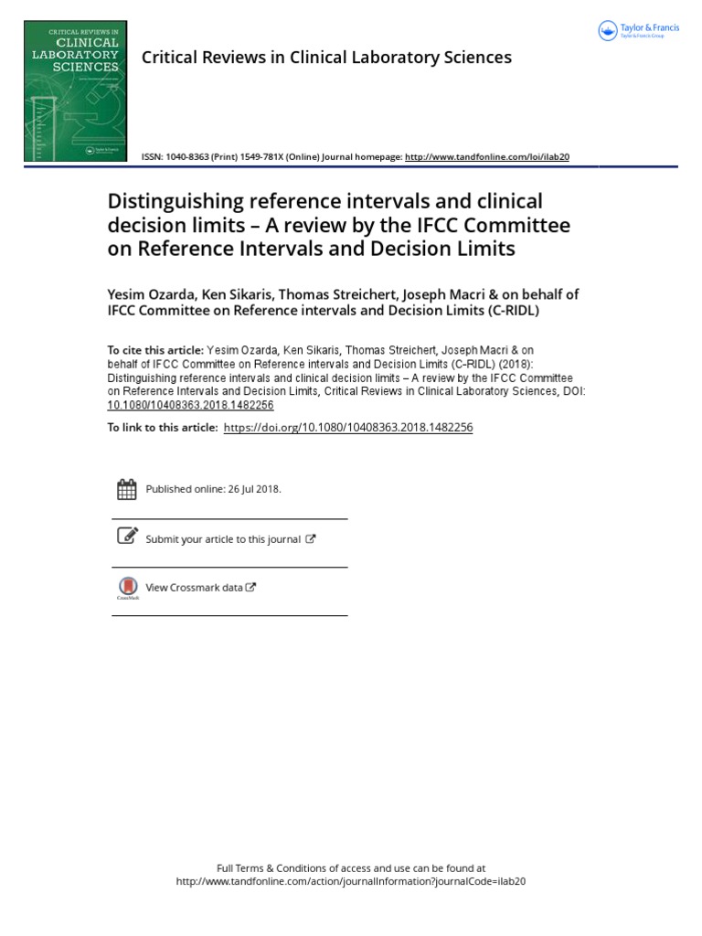 Distinguishing Reference Intervals and Clinical Decision Limits | PDF ...
