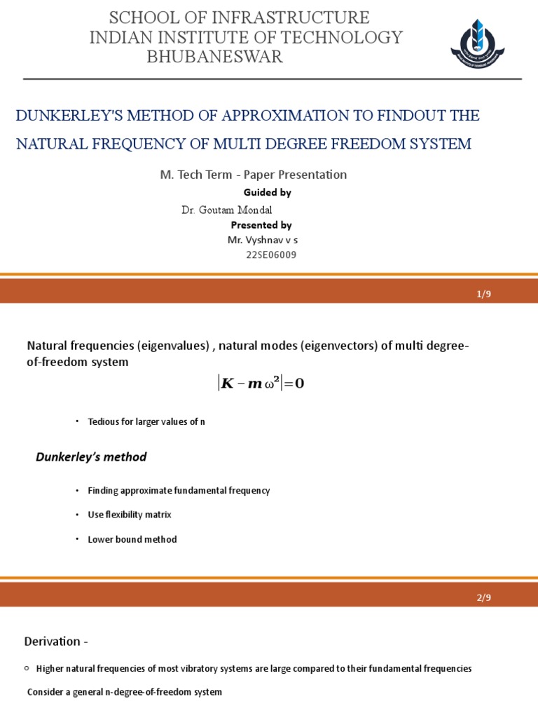 Dunkerley'S Method of Approximation To Findout The Natural Frequency of ...