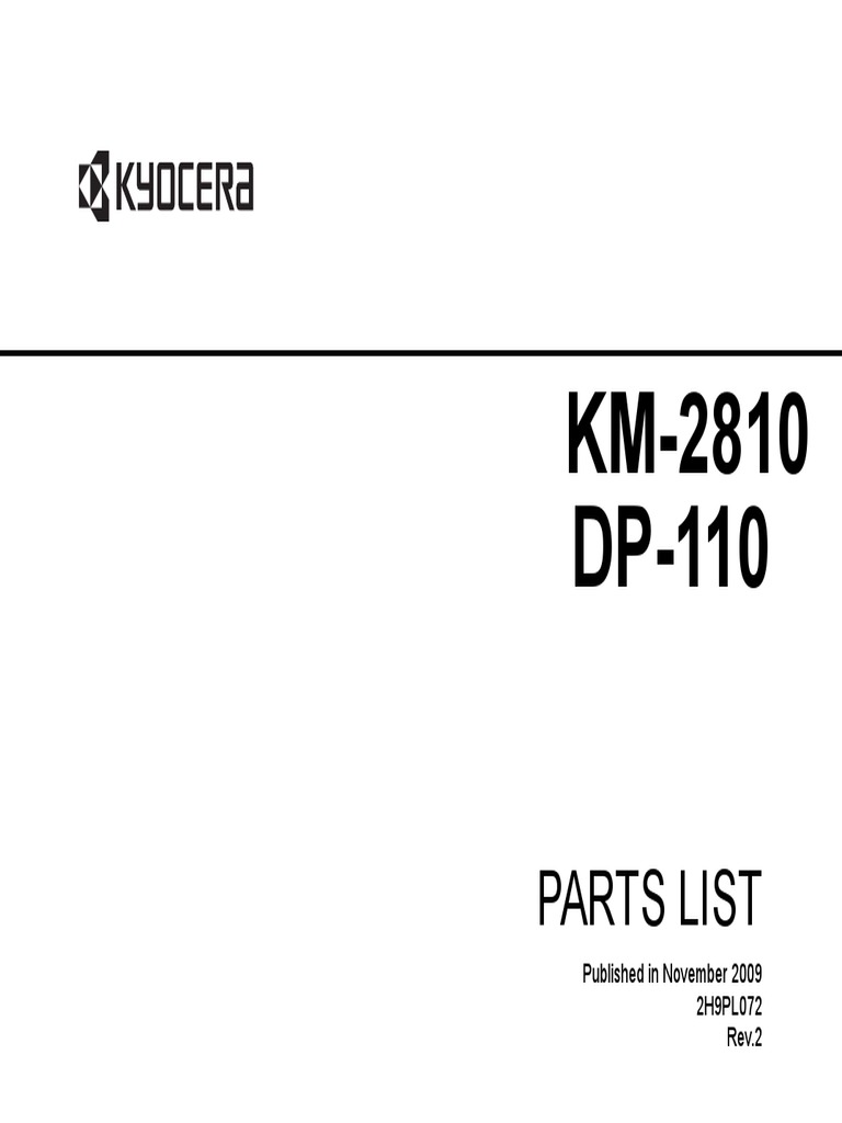 KM-2810 DP-110: Parts List | PDF | Tools | Machines