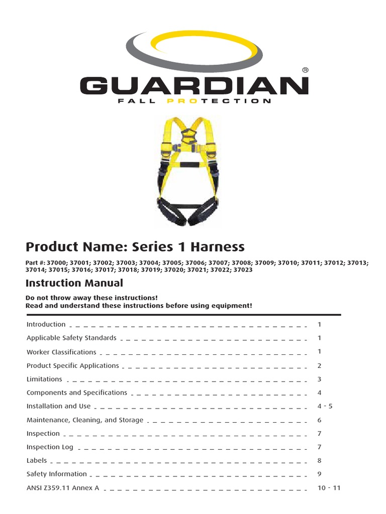 Product Name: Series 1 Harness: Instruction Manual | PDF | Safety