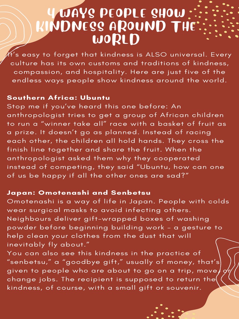 4 Ways People Show Kindness Around The World | PDF