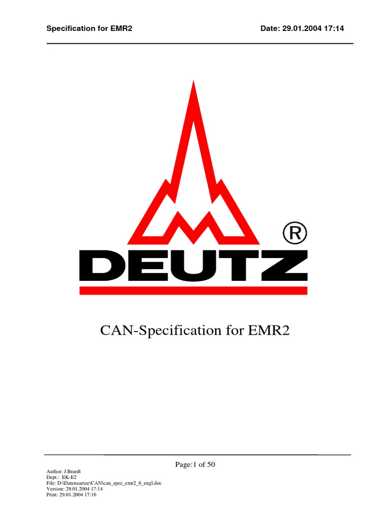 EMR2 CAN Specification Overview | PDF | Bit Rate | Bit