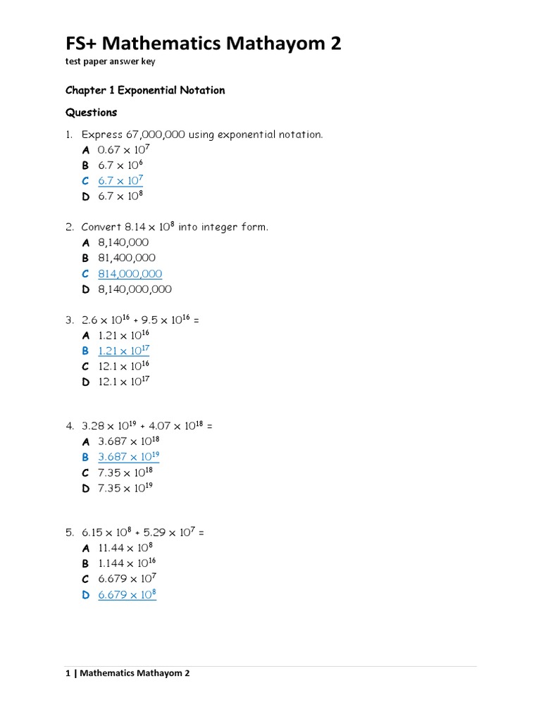 FS Maths M2 Test Paper - Key | PDF | Area | Numbers