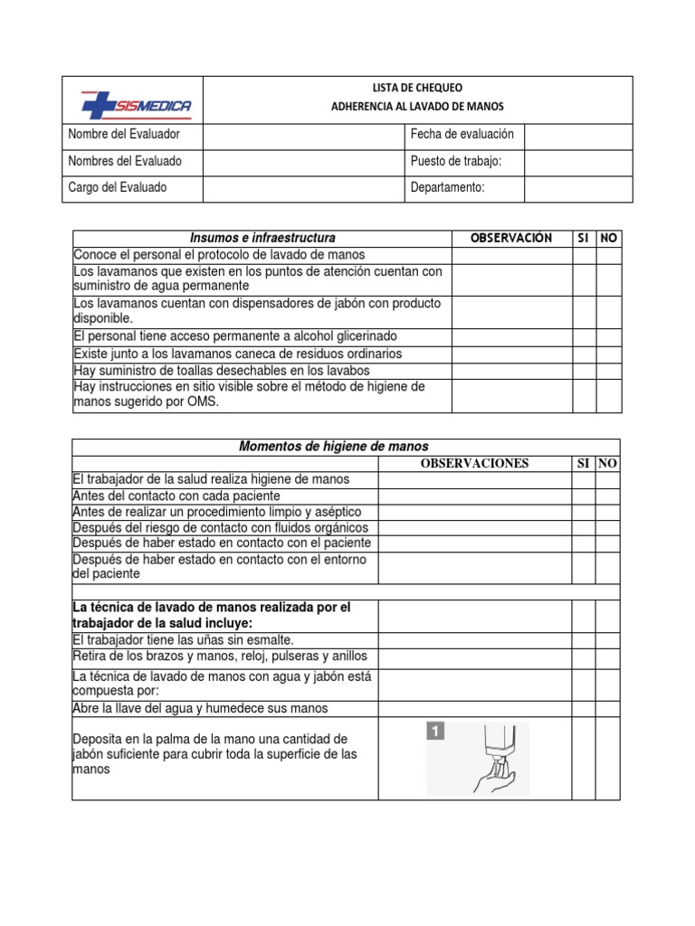Lista de Chequeo Lavado de Manos | PDF | Lavado de manos | Medicina