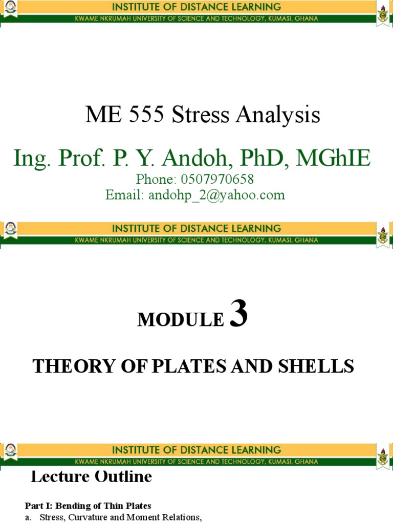 ME 555: Plate and Shell Theory | PDF | Bending | Stress (Mechanics)