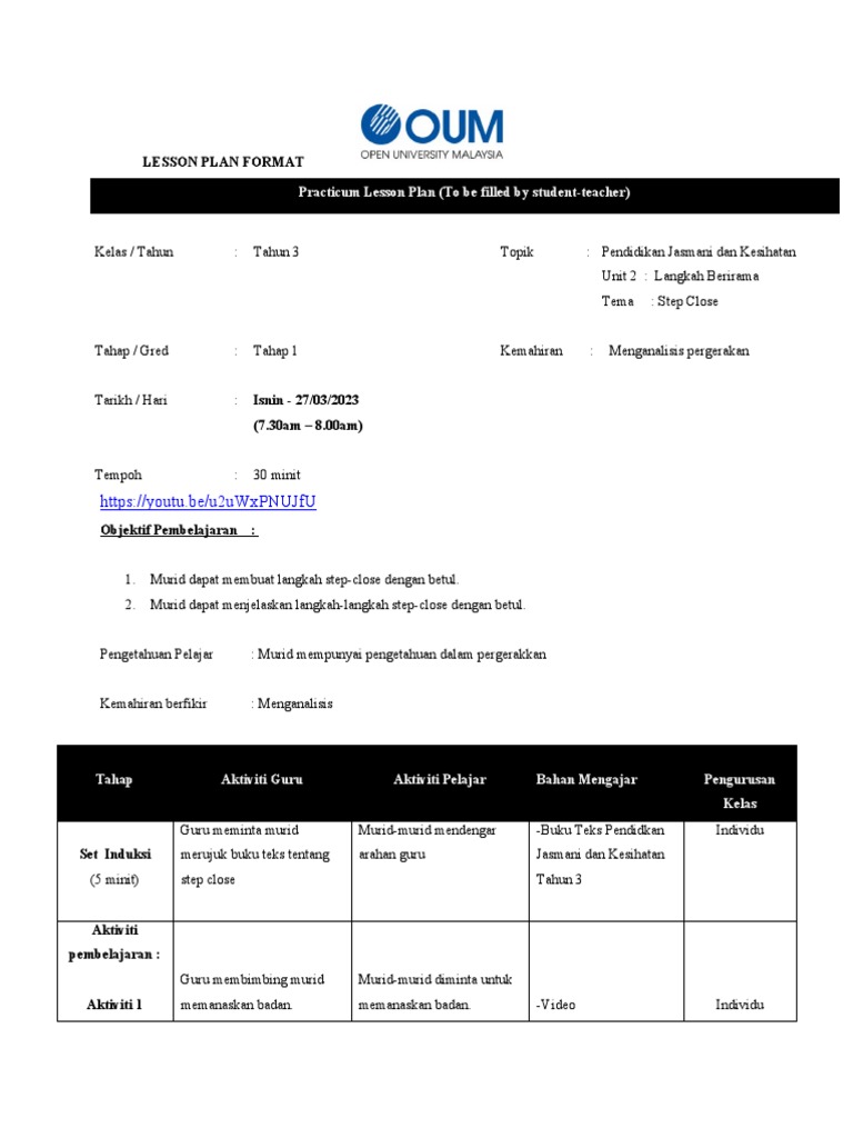 RPH Irsyad Week 1 | PDF