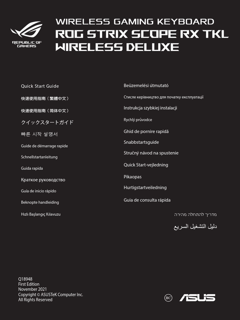 Rog Strix Scope RX TKL Wireless Deluxe | PDF | Computer Keyboard | Bluetooth
