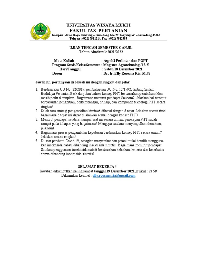 Soal Perlintan Dab POPT-17-21 - Elly Roosma Ria | PDF