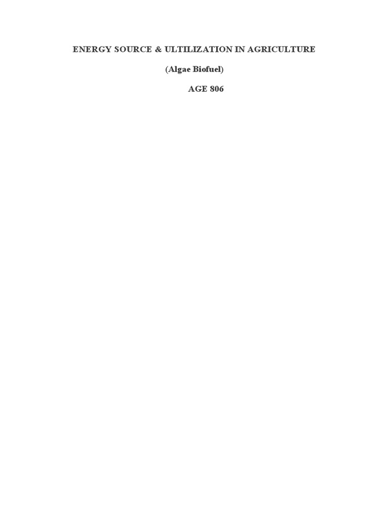Algae Biofuel Pdf Algae Fuel Biofuel