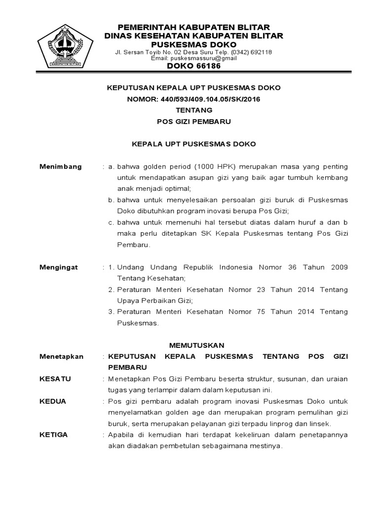 SK Pos Gizi Pembaru | PDF