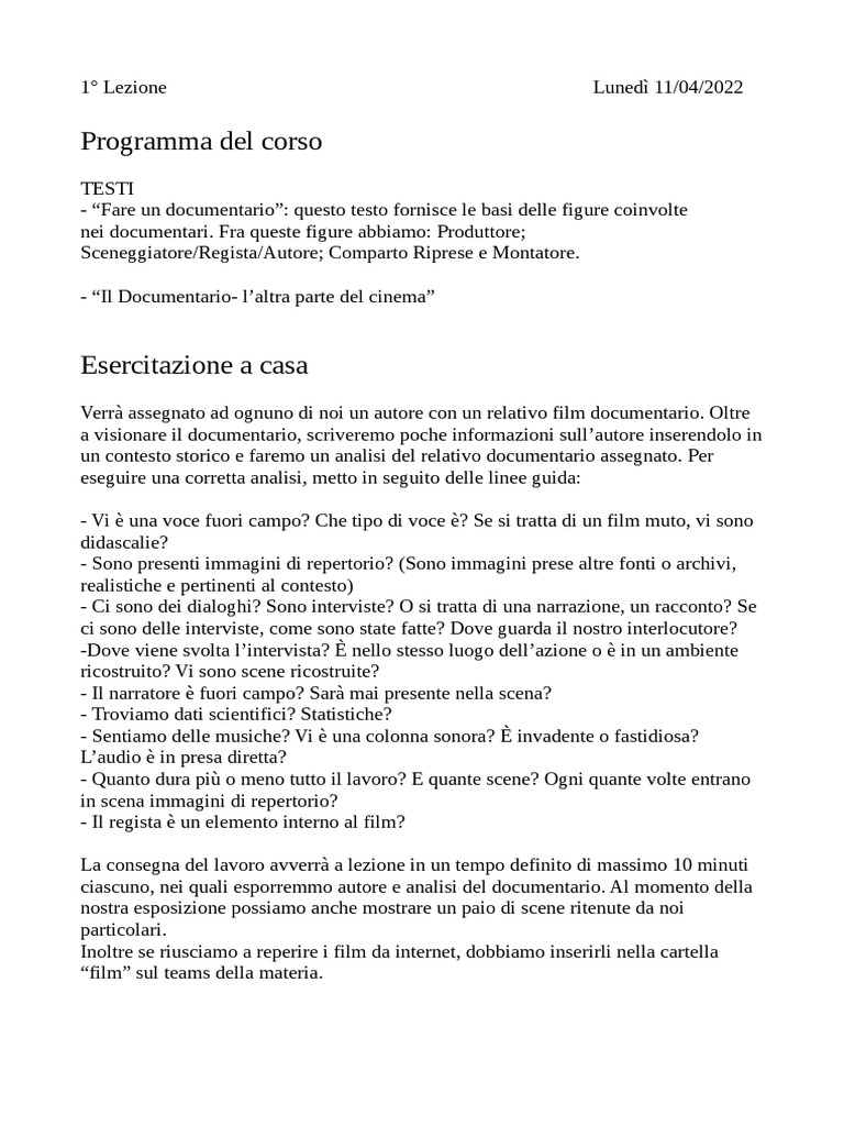 Appunti 1°lezione | PDF