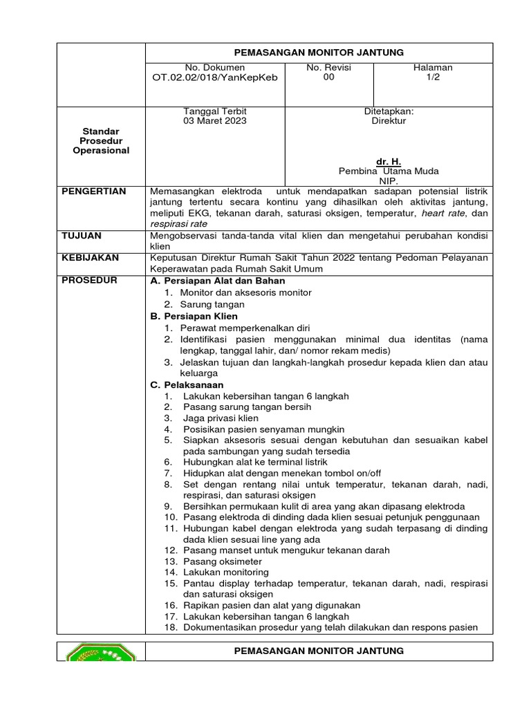 Spo Pemasangan Monitor Jantung | PDF