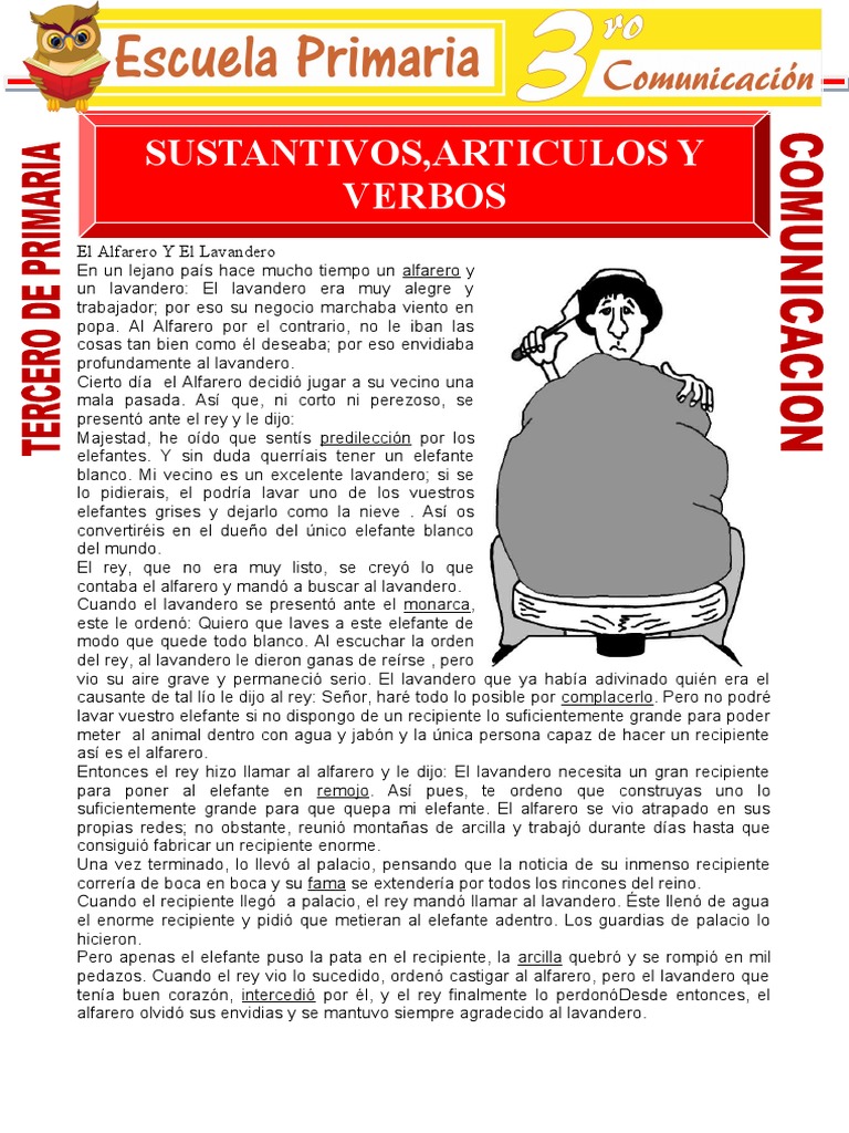 Reconociendo Sustantivos Articulos y Verbos para Tercero de Primaria ...