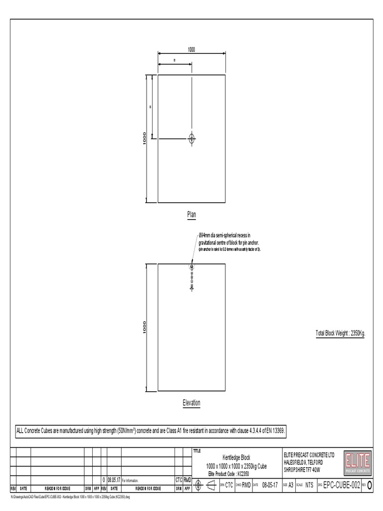 EPC-CUBE-002 - Kentledge Block 1000 X 1000 X 1000 X 2350kg Cube (KC2350) | PDF | Structural ...