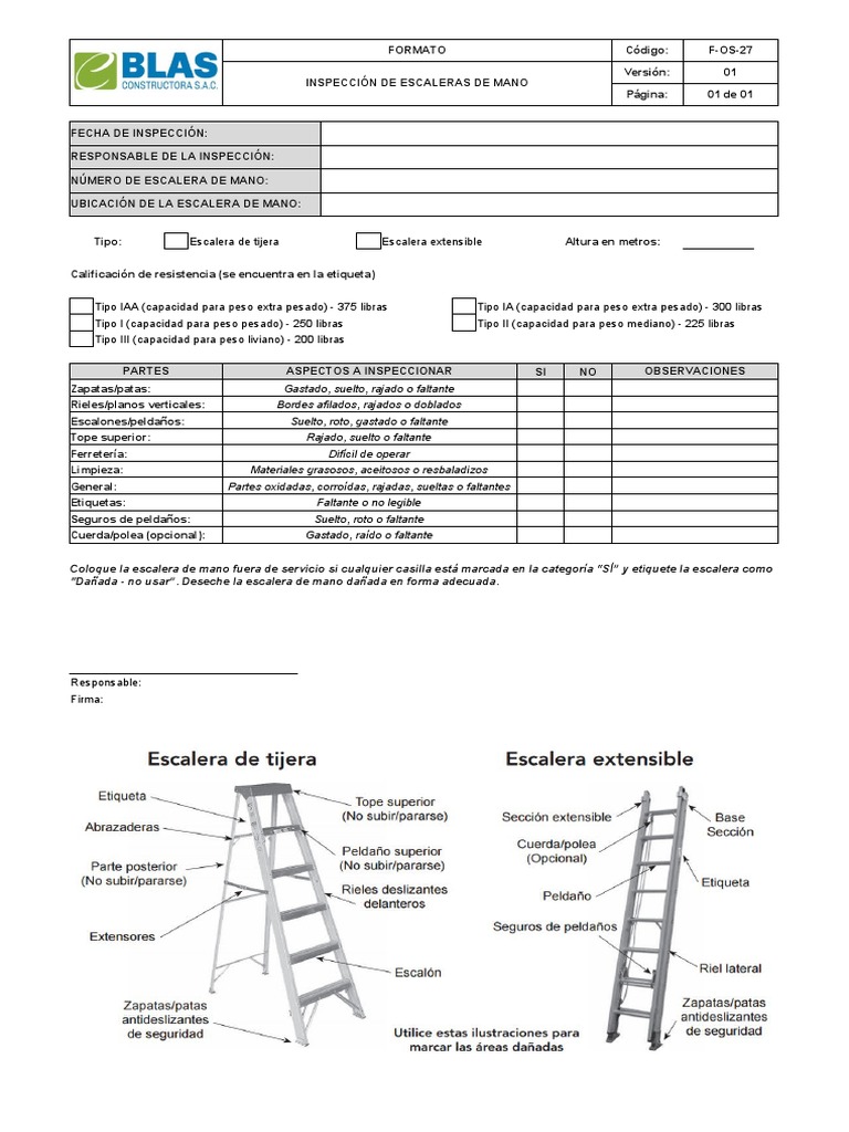 Check List- Escaleras de mano | PDF
