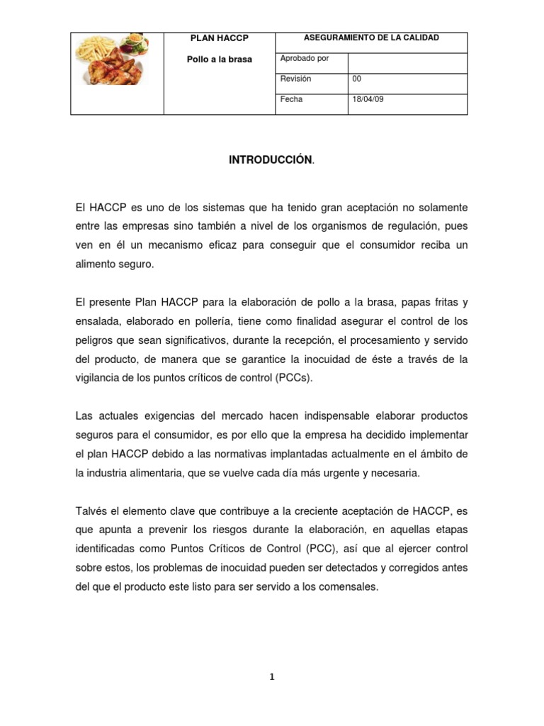 Plan - Haccp Pollería Don Tito | PDF | Relaciones personales, crianza y ...