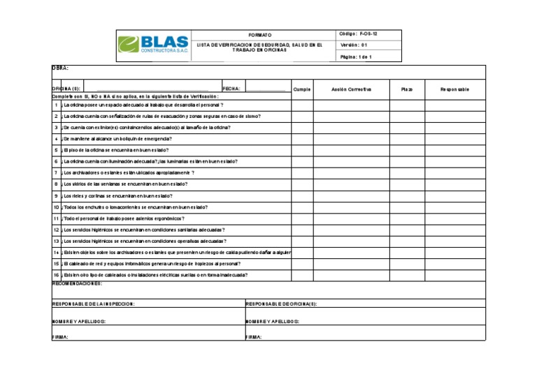 Check List - Oficinas | PDF