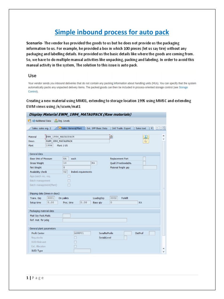 Simple Inbound Process For Auto Pack | PDF
