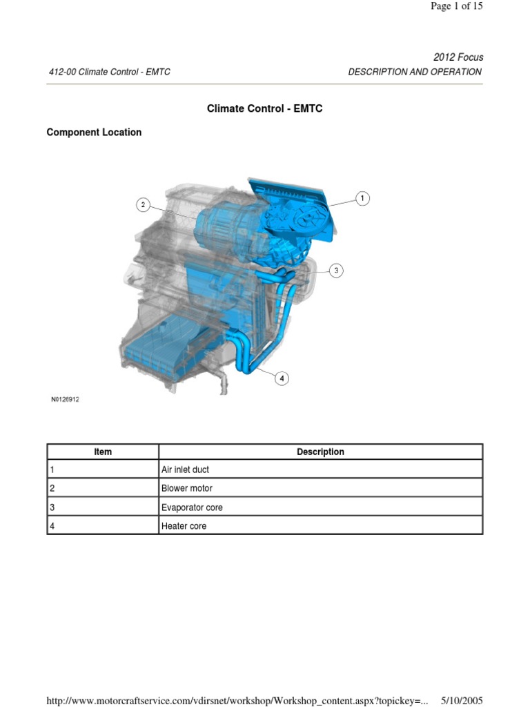 Climate Control EMTC Component Location Overview | PDF | Air ...