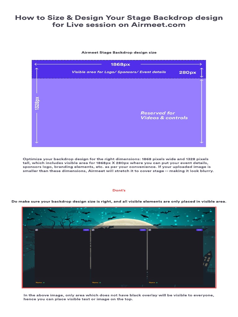 Airmeet Stage Backdrop Guidelines | PDF